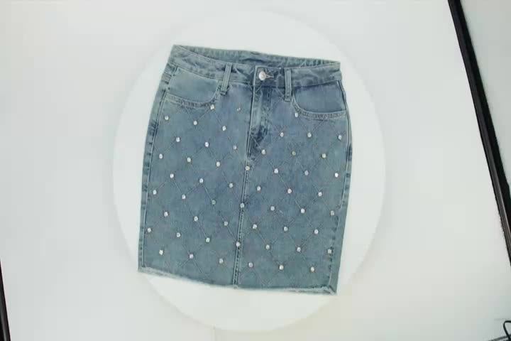 2021 New Arrival Shiny Rhinestone Denim Skirt For Ladies - Buy Best ...