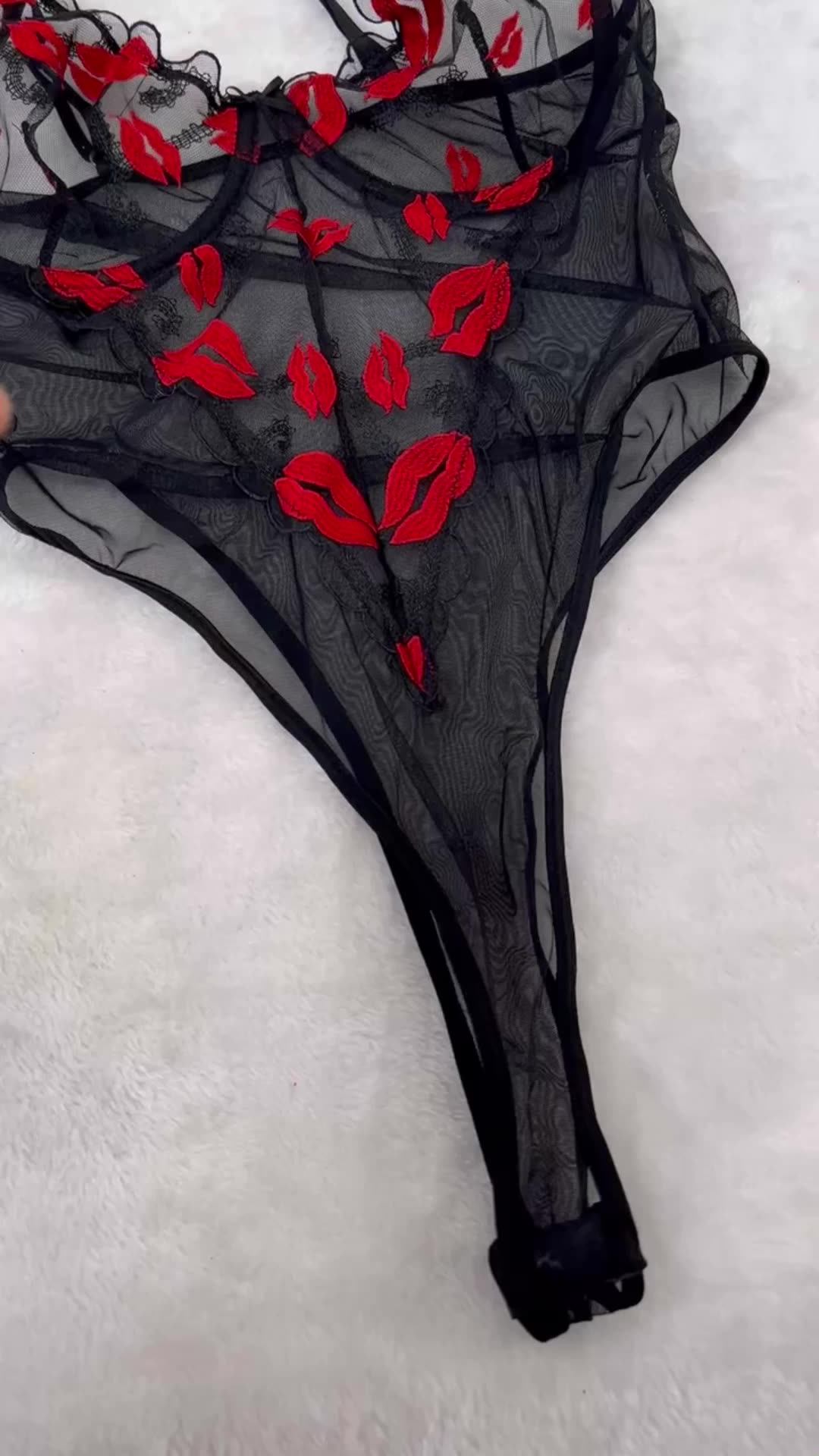 Black Tease Womens Sexy Lace Teddy Mesh Perspective Lingerie Underwear ...