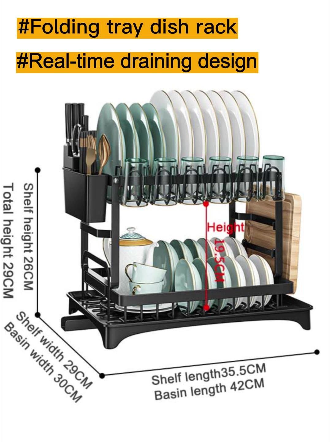 Dish Rack Kitchen Layer Dish Drainer Holder Kitchen Dish Drying Rack ...