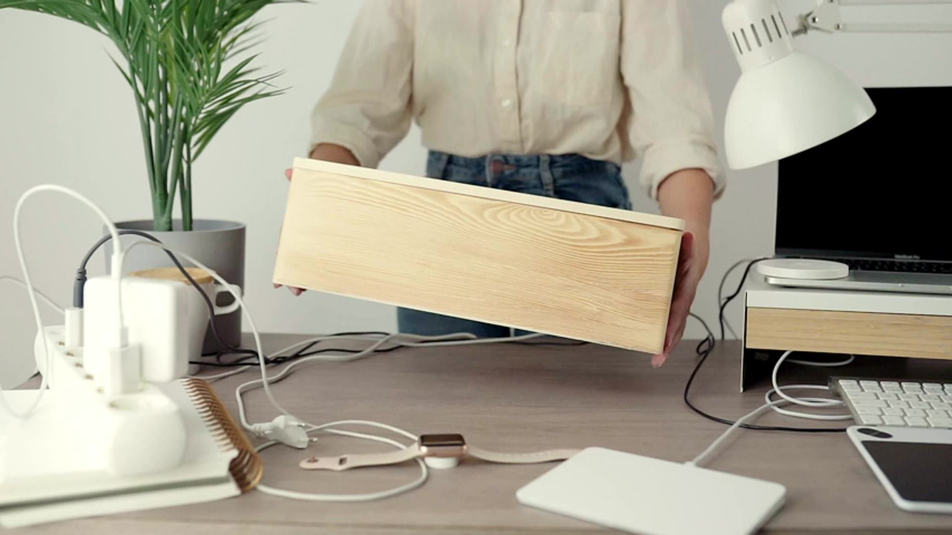 Natural Wood Custom Large Cable Management Box Sustainable ...