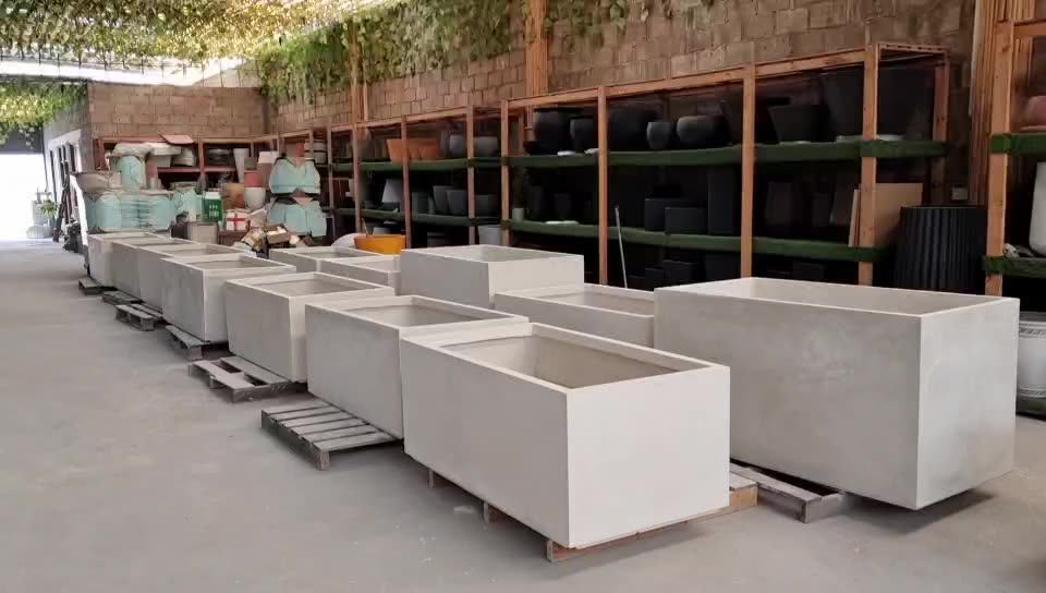 Large Rectangular Grc Planter Box Outdoor Fiber Cement Planter Pot For Garden Engineering And ...
