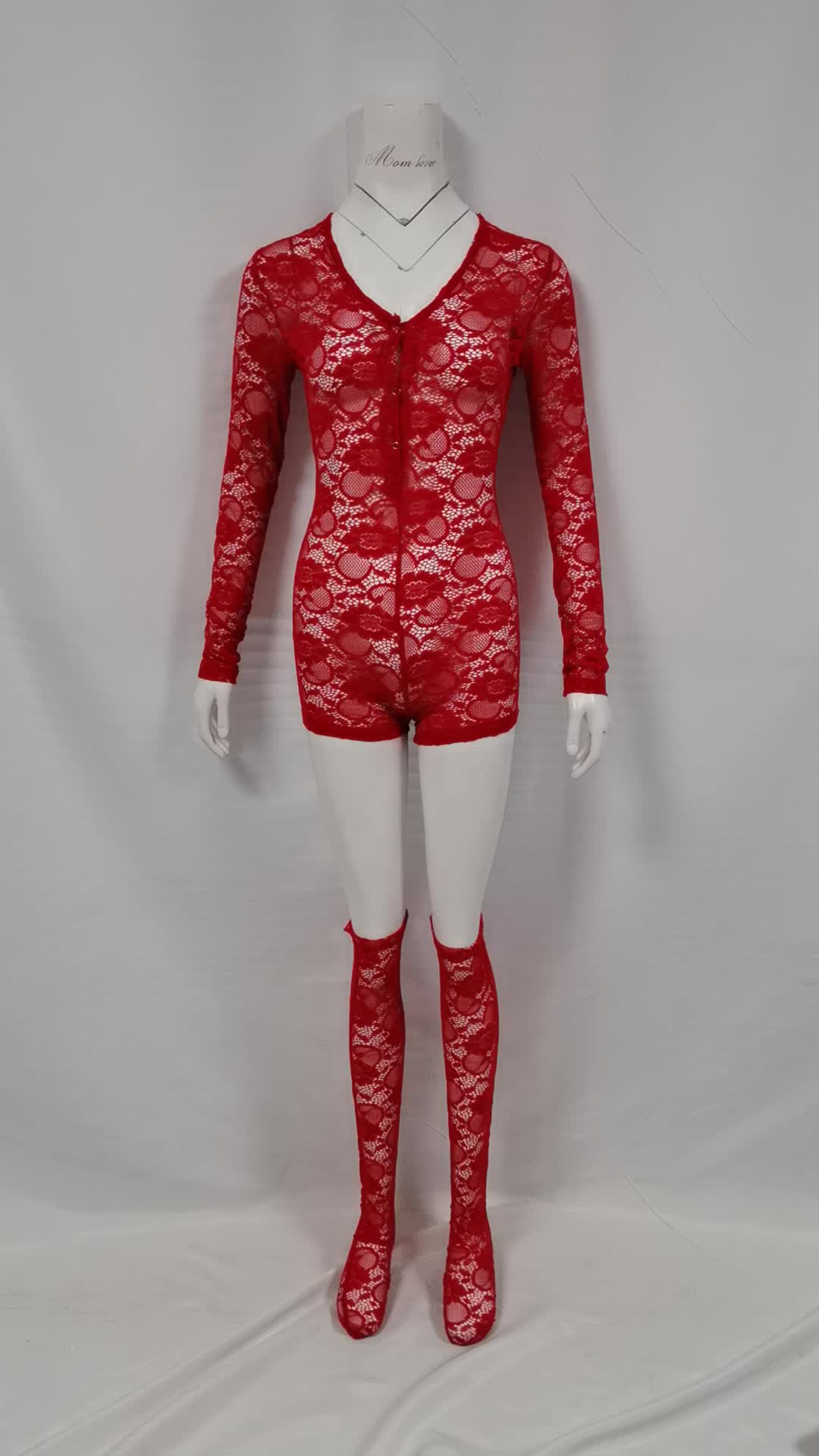 Valentines Day 2022 Onesie Pajamas Sexy Underwear 3 Piece Womens