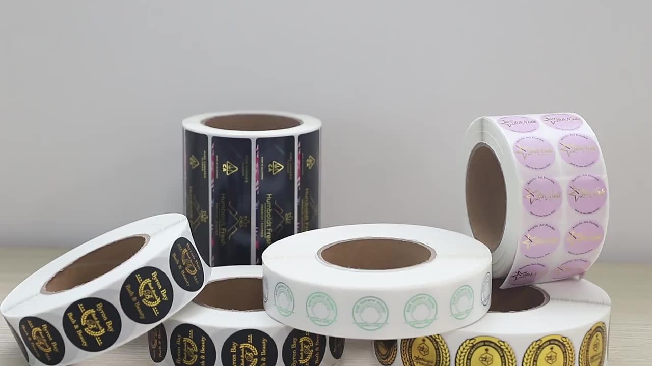 Custom Adhesive Waterproof Packaging Label Personalised Round Roll ...