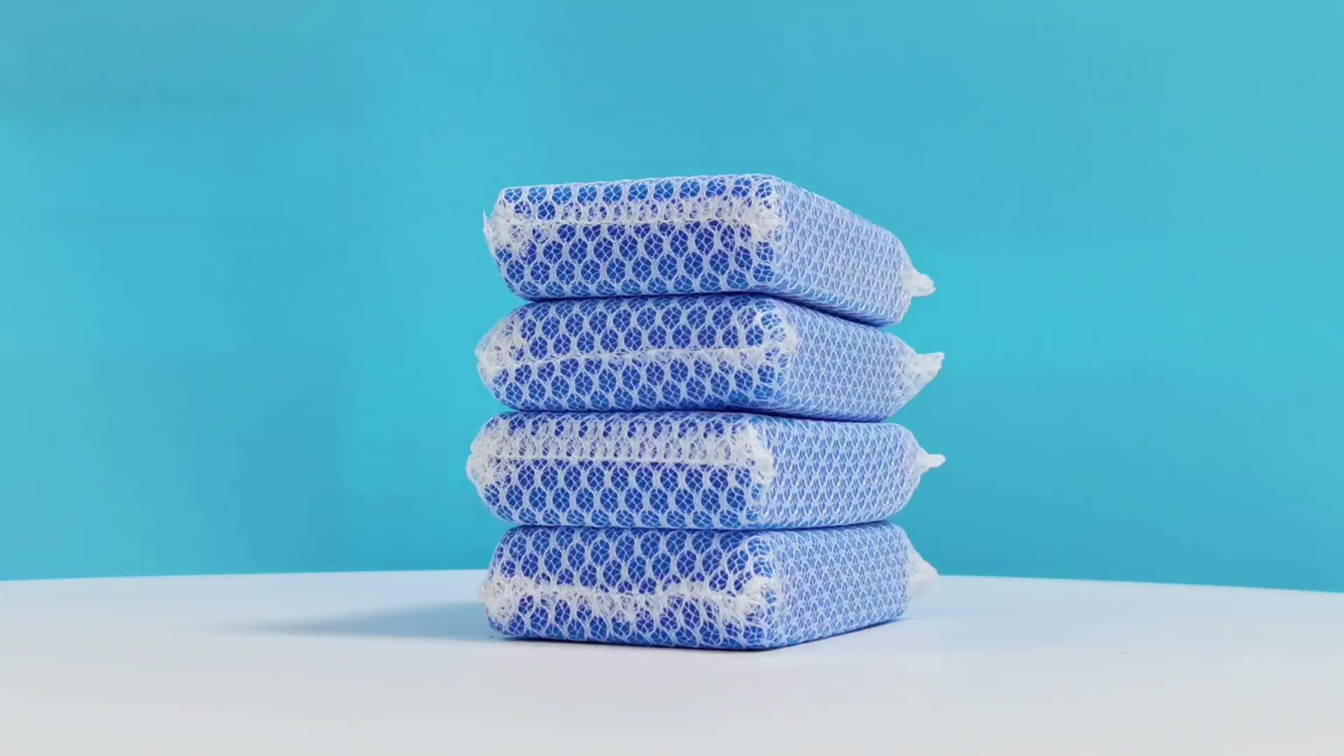 Eco-friendly Heavy-duty Microfiber Dish Scrub Sponge Non-scratch Mesh ...