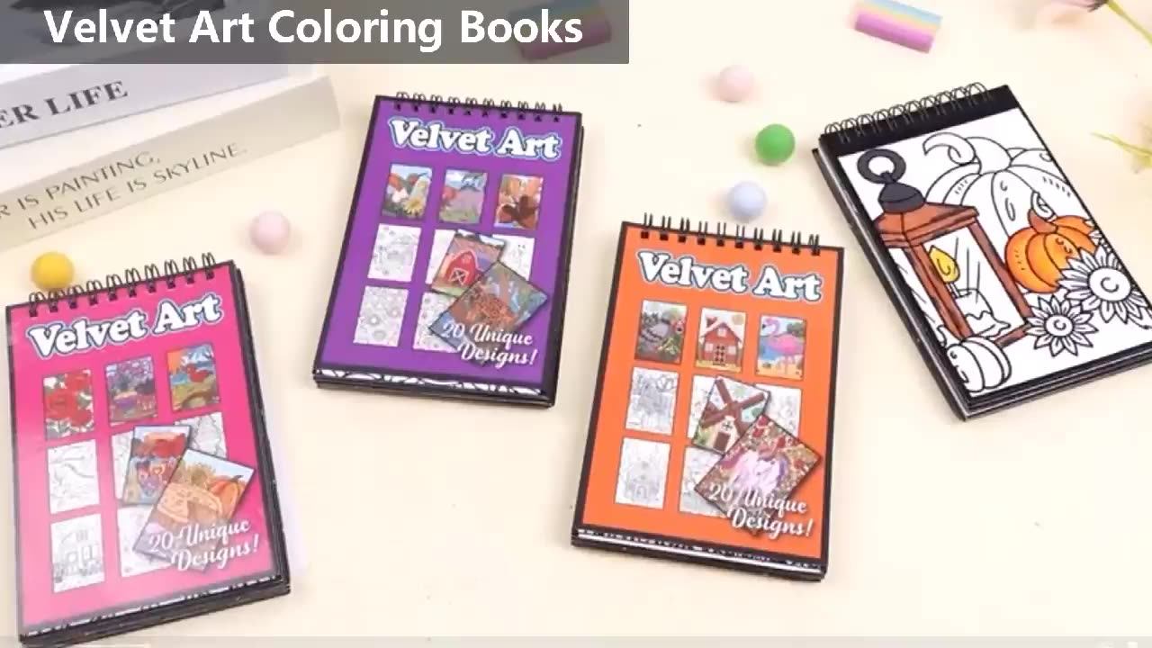 Customizable Velvet Art Fuzzy Coloring Posters Adult Coloring Books For ...