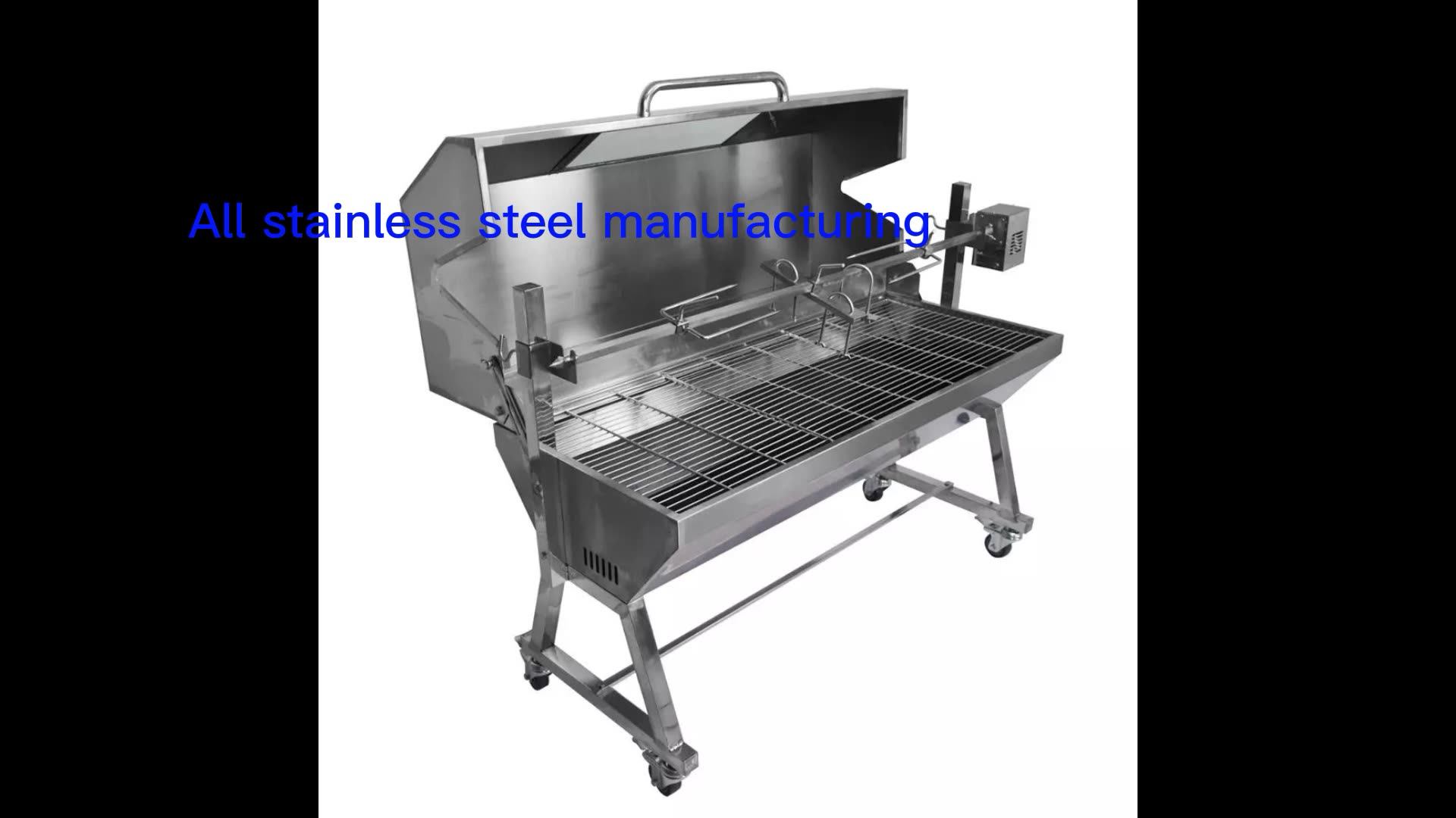 Stainless Steel Outdoor Charcoal Bbq Barbecue Spit Roast Rotisserie ...