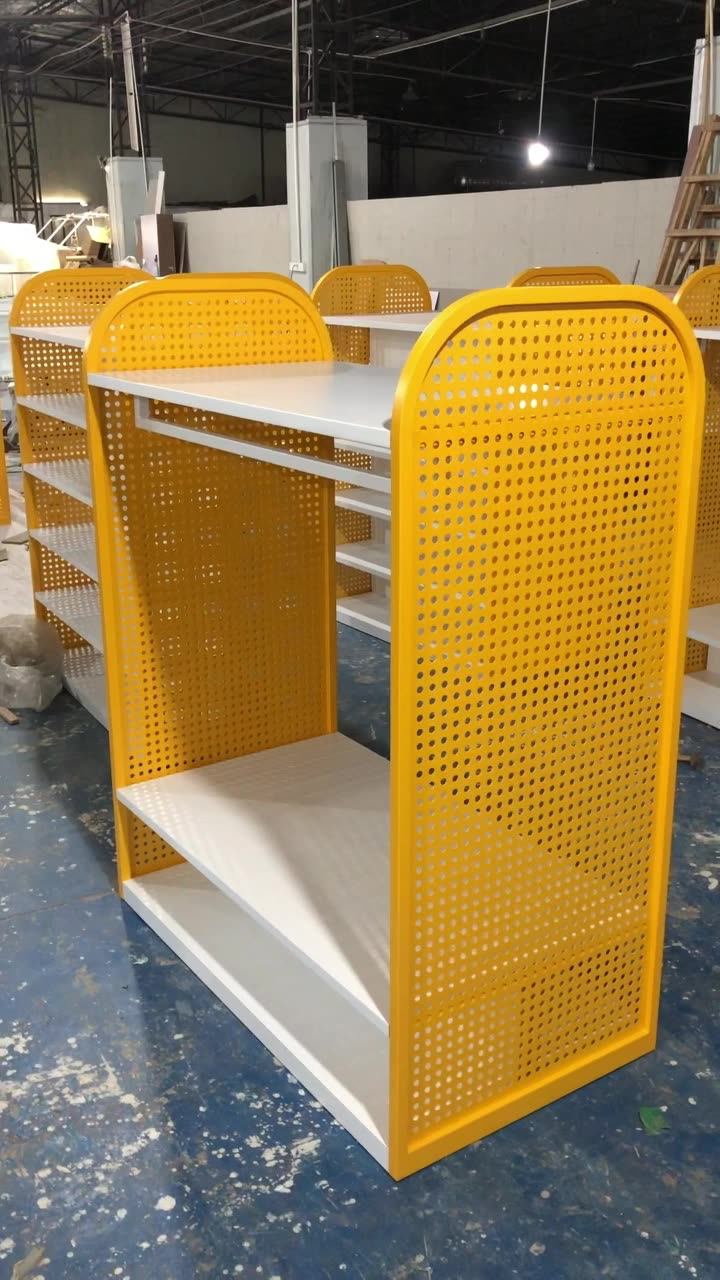 Shopping Mall Display Kids Clothing Kiosk Metal Wood Gondola Shelf ...