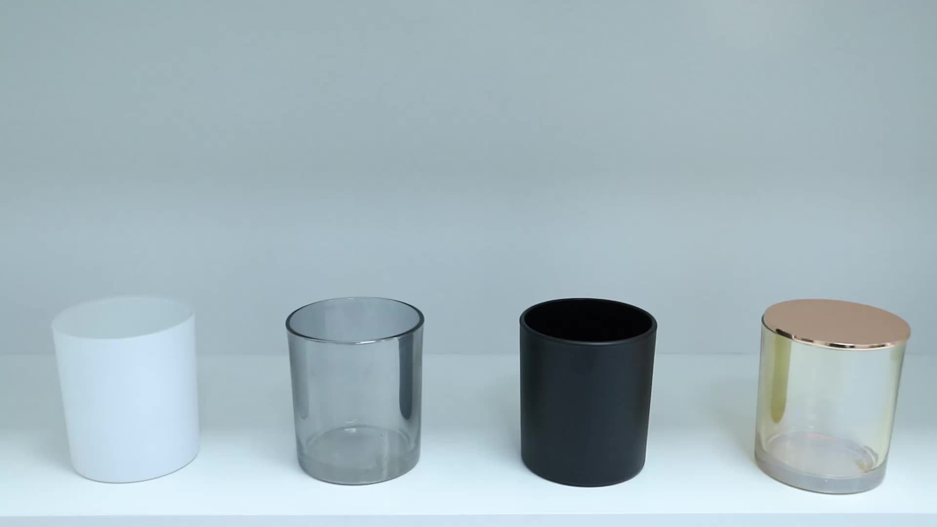 10 Oz Luxury Black Clear Glass Candle Vessels Empty Jars With Lid For ...
