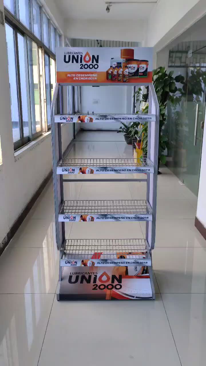 4 Tier Car Parts Engine Oil Metal Display Stand Lubricant Oil Display ...