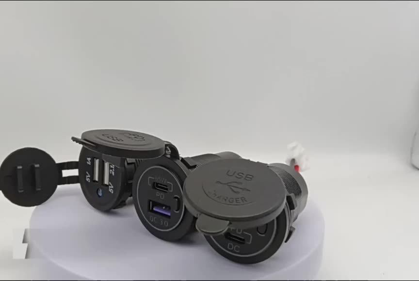 12 Volt Usb Socket Car Socket Round Triple Port Dual Pd3.0 Usb-c And ...