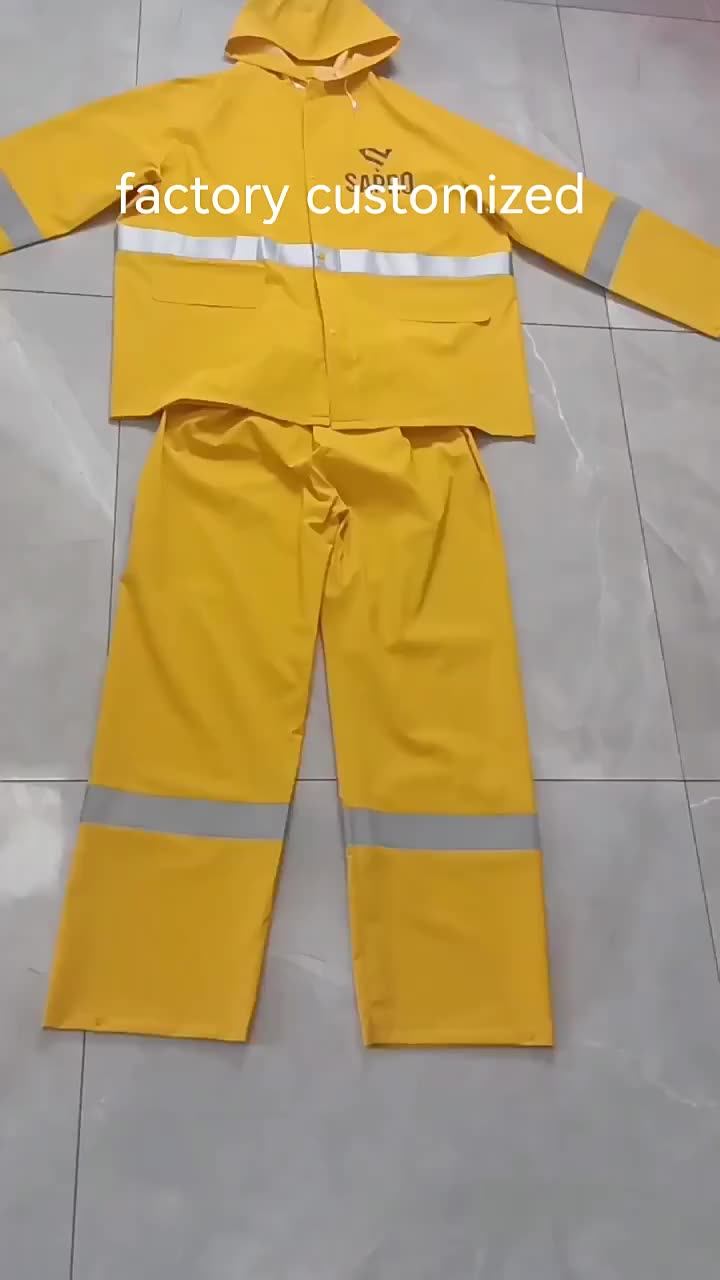 Yellow Pvc Rain Suits Pvc And Polyester Rainsuit Waterproof Rain Jacket ...