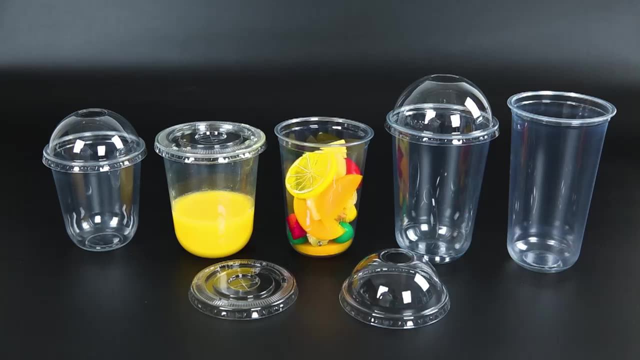 Custom Printed Disposable Clear 12oz 16oz 20oz Rpet Pet Cup U Shape ...