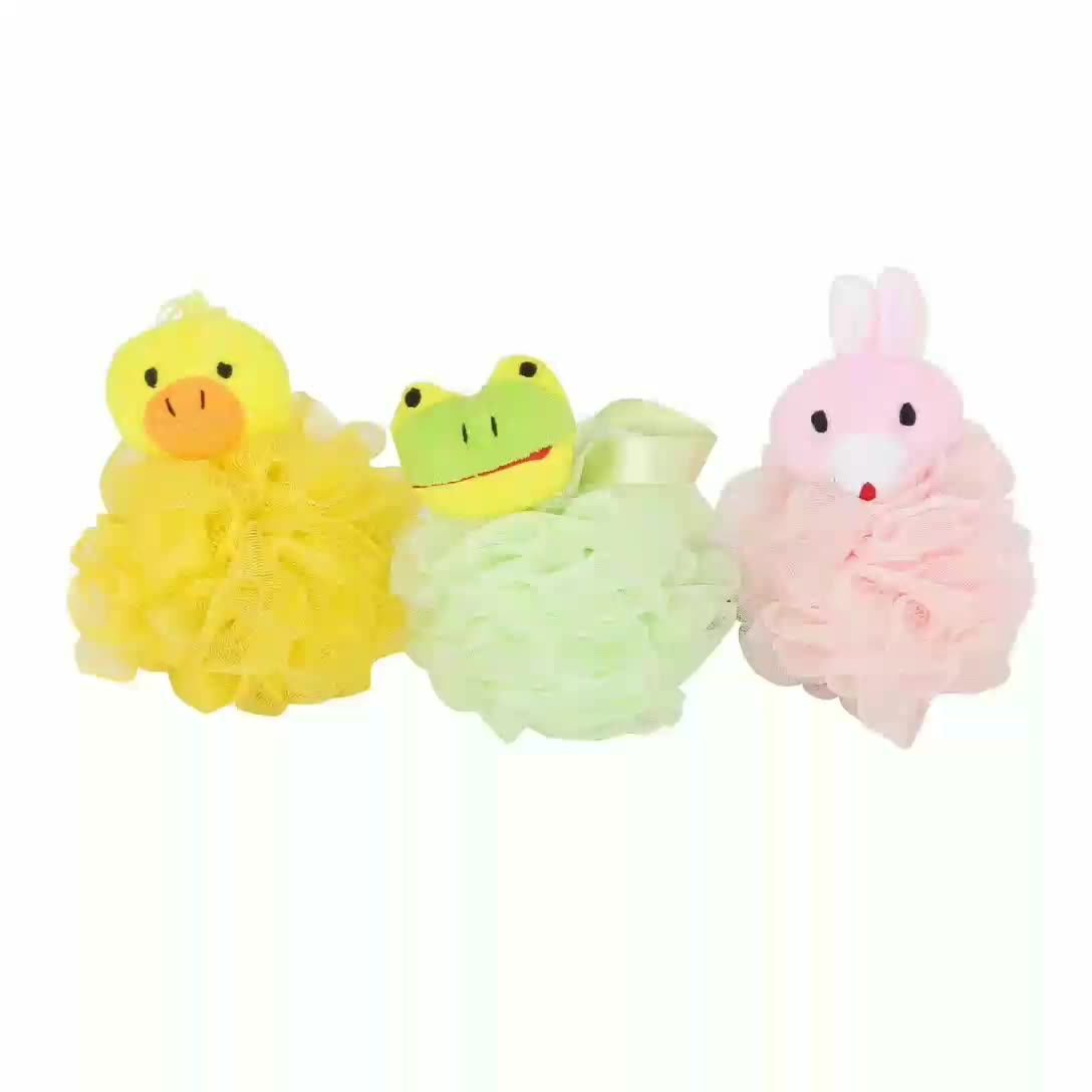 Colorful Cute Body Puff Animal Shaped Loofah Mesh Shower Sponges For ...
