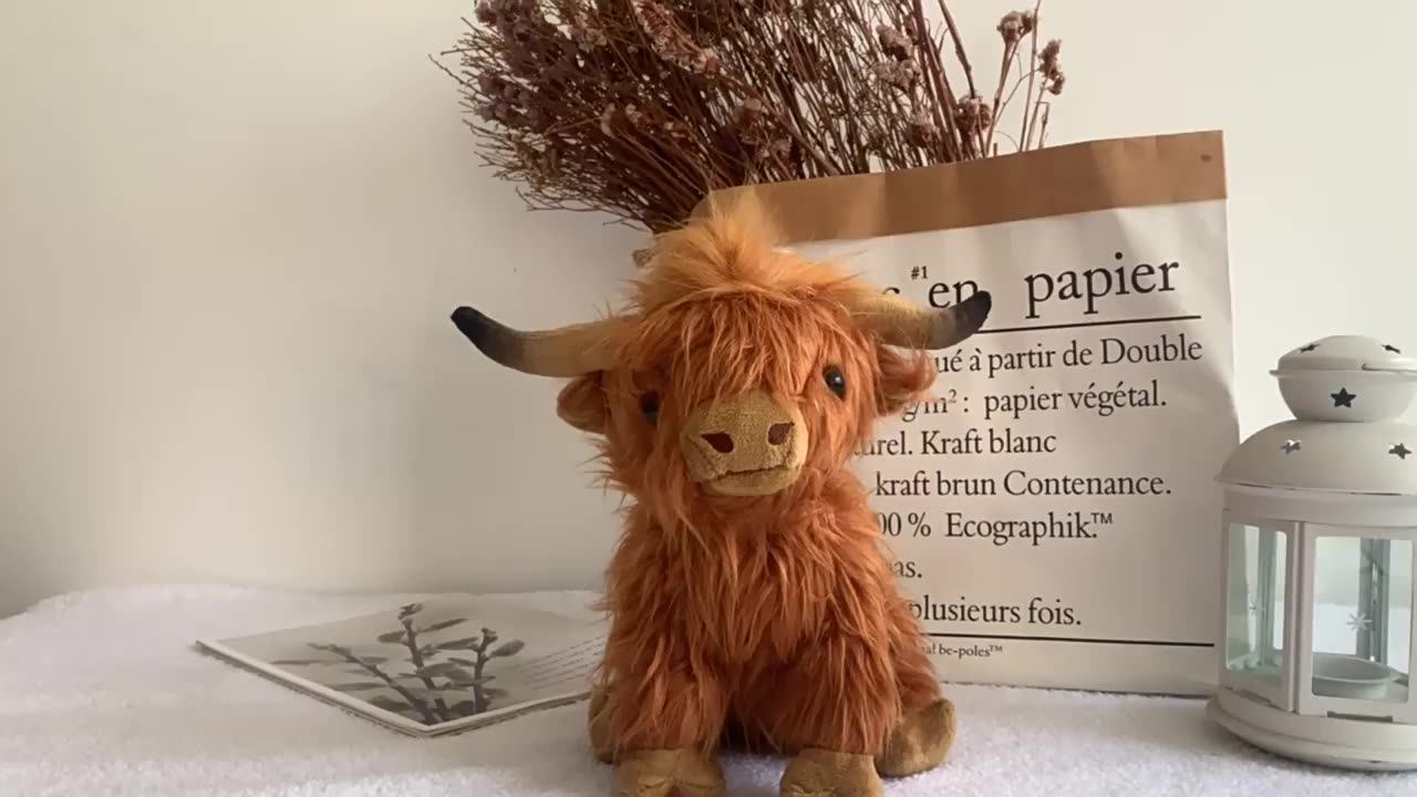 Botu Kawaii Simulation Highland Cow Plush Toy Soft Stuffed Animal Cow ...
