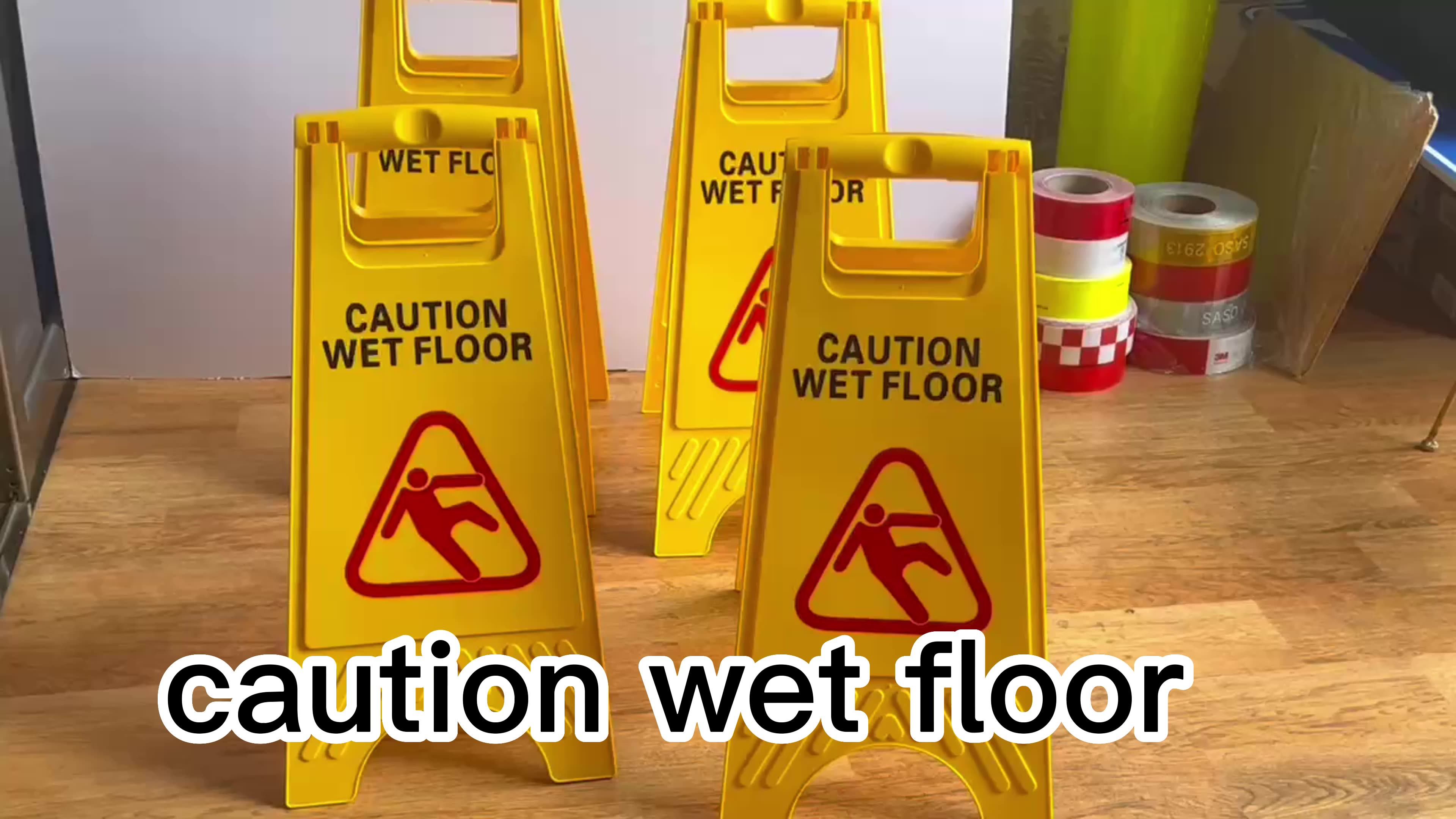 Yellow Wet Floor Caution A Collapsible Sign Bilingual Warning Signs For ...