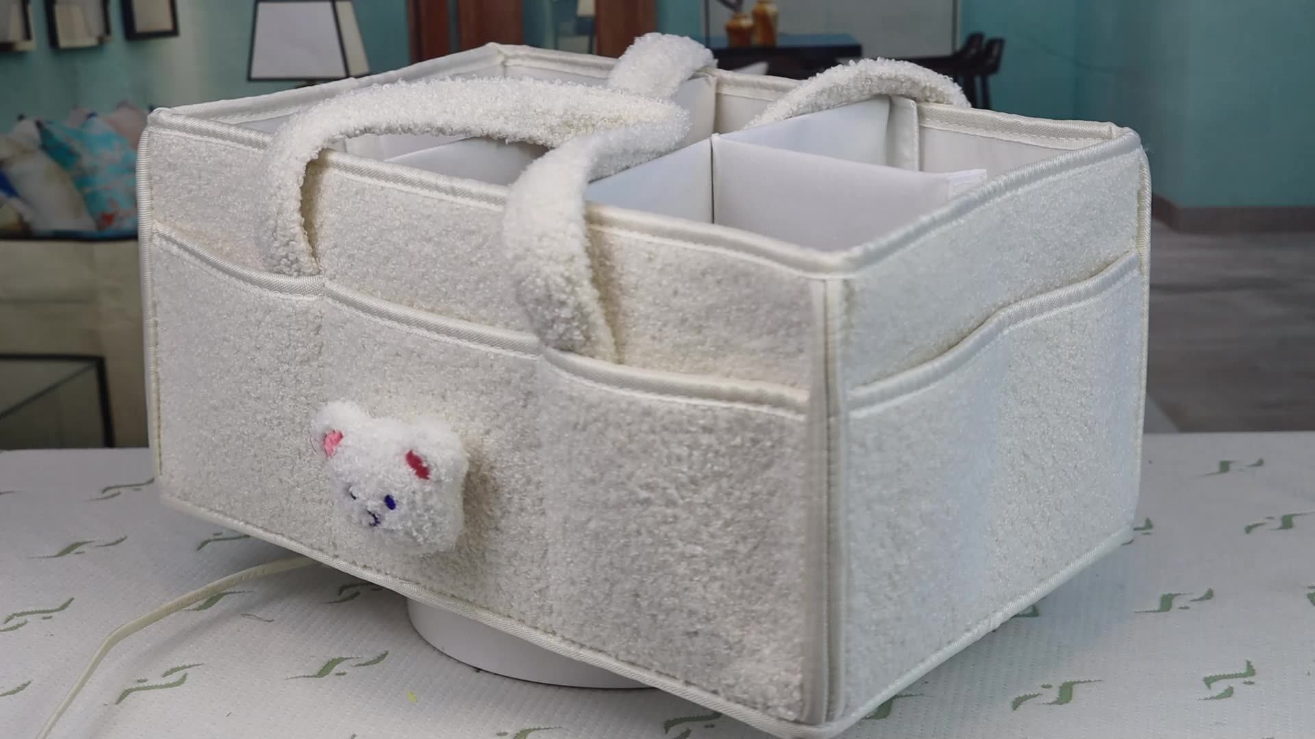 Customized Teddy Velvet Baby Diaper Caddy Organizer - Extra Large Nappy ...