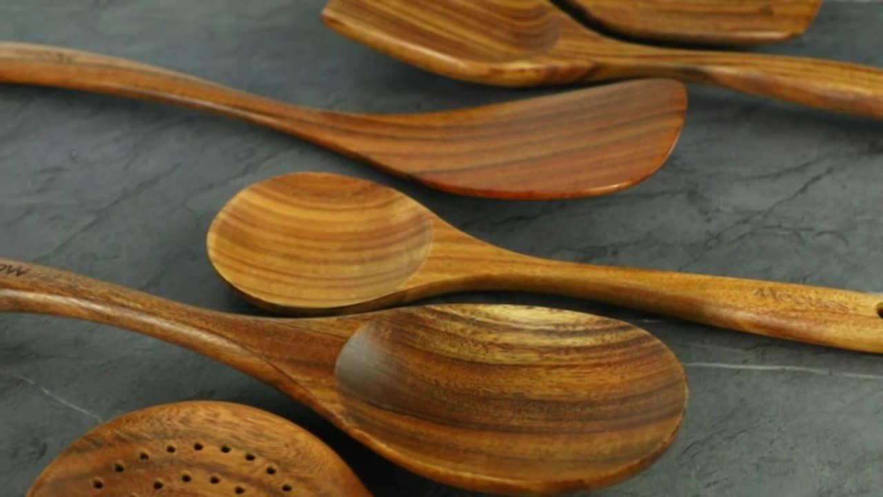 Natural Teak Wooden Cooking Set - Sustainable Utensils