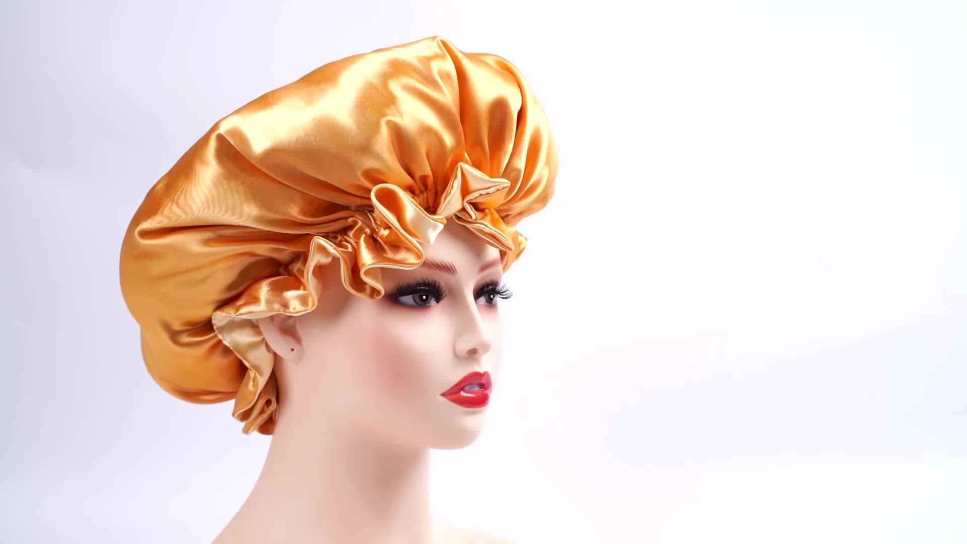 Custom Adjustable Designer Satin Reversible Bonnets Double Layer And ...