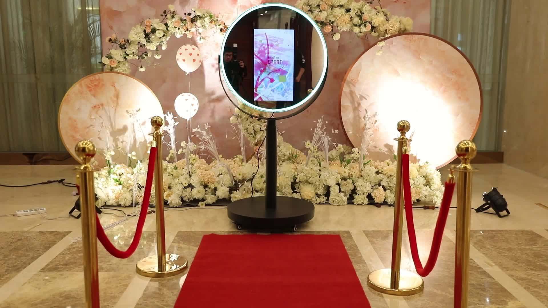 White Height Adjustable Circle Selfie Box Photobooth Beauty Led Lighted ...