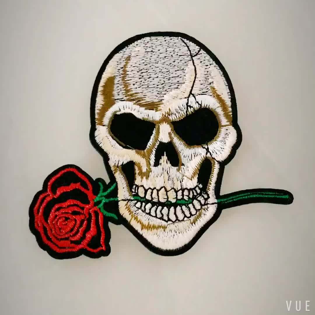 Clothing Parches Back Large Iron On Embroidered Skull Patches For ...