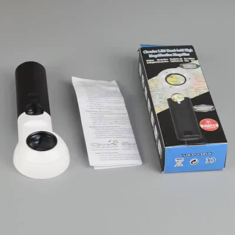 High Power Dual Lenses 10x 30x Plastic Hand Holding Magnifier With Led ...