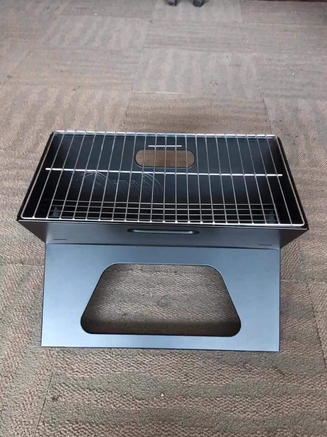 Portable Camp Bbq Grills Folding Black Notebook Type Cast Iron Steel ...