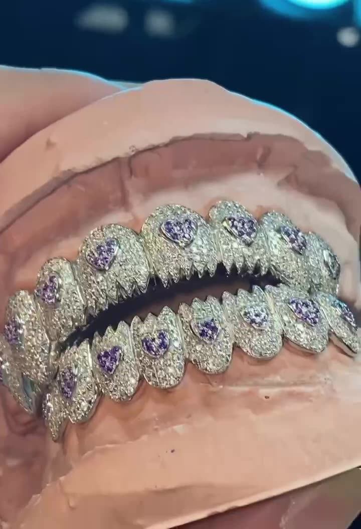 Custom Made Sterling Silver Purple Heart Shark Teeth Fine Jewelry Deep ...