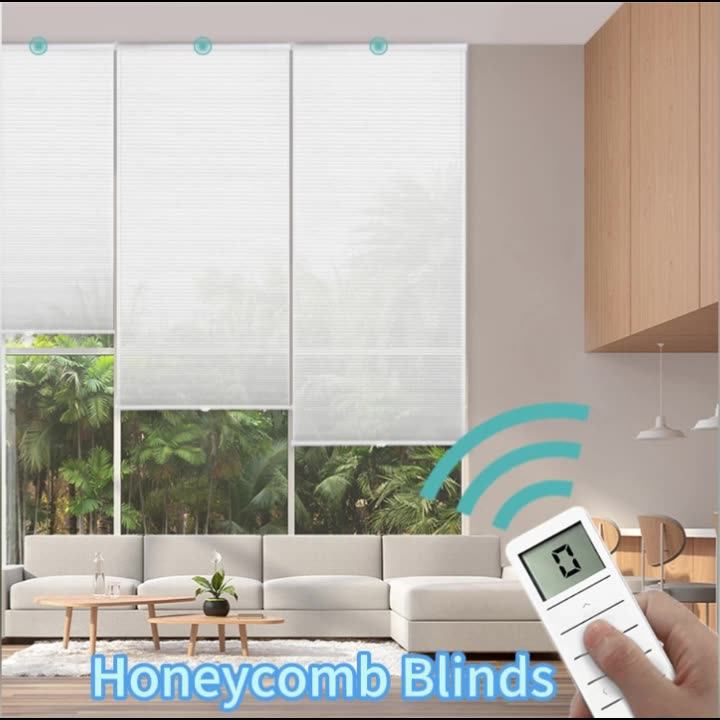 Window Eco-friendly Motorized Top Down Electric Cellular Shade Day And ...