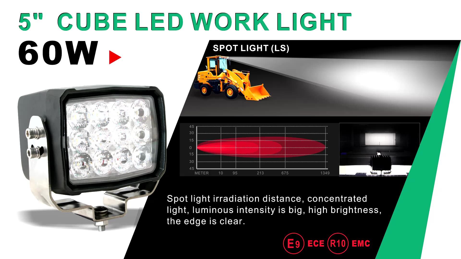 Ece R10 Heavy Duty 5 Inch Cube Long Spot Wide Flood Beam Mining 60w Led ...