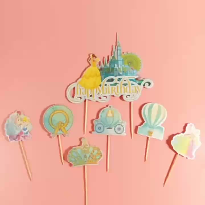 Princess Castle Happy Birthday Cake Topper Cartoon Character Cake ...