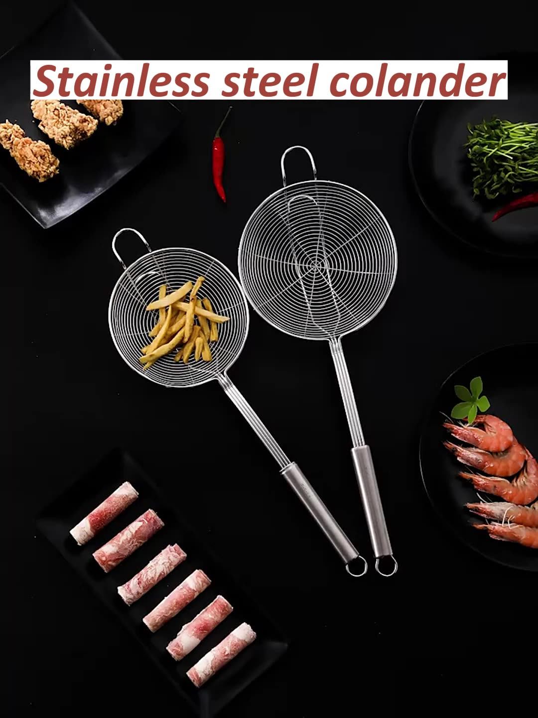 Spider Strainer Colander Drainer Stainless Steel Food Strainer Frying ...