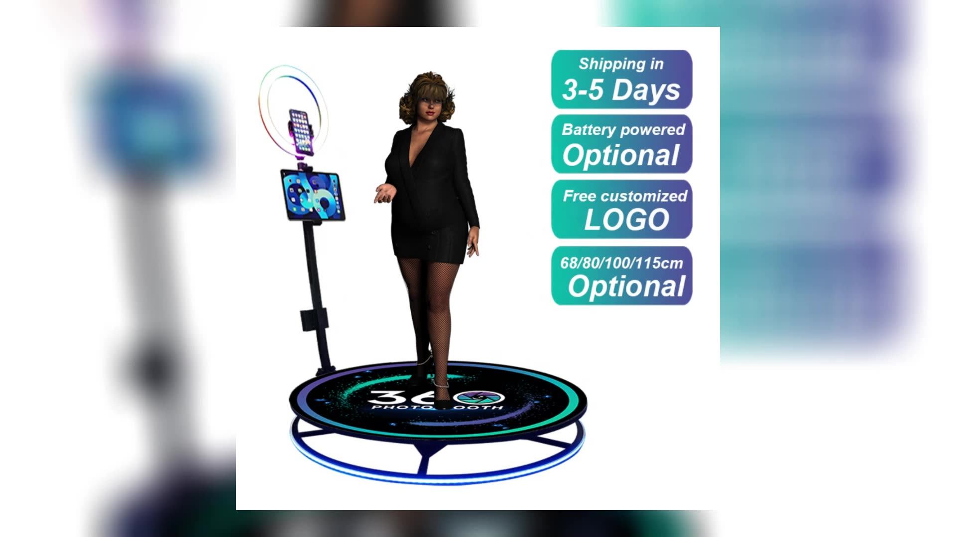 2022 Portable Automatic Photobooth Circle 360 Rotating Camera Track ...