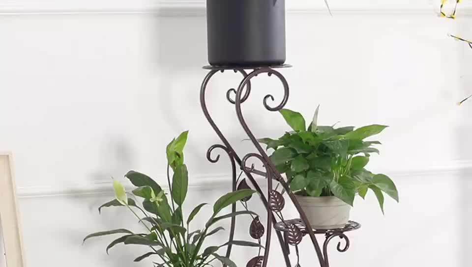 Wrought Iron Flower Shelf Outdoor Support For Potted Plants Iron Vases ...
