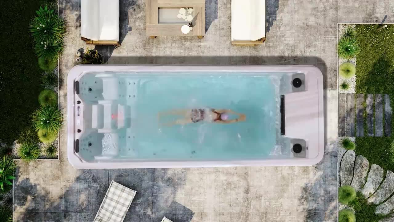 Modern Freestanding Mini Fiberglass Pool With Acrylic Shell White Swim ...