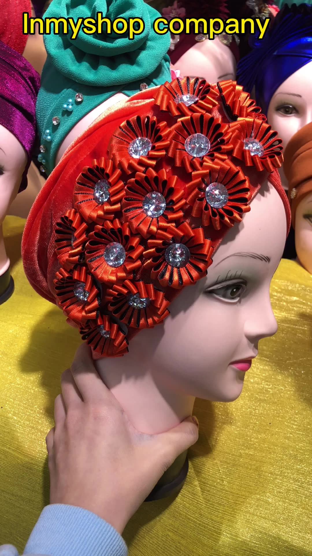 African Turban Hat Large Flower Withe Beads And Pearls Turban Cap ...