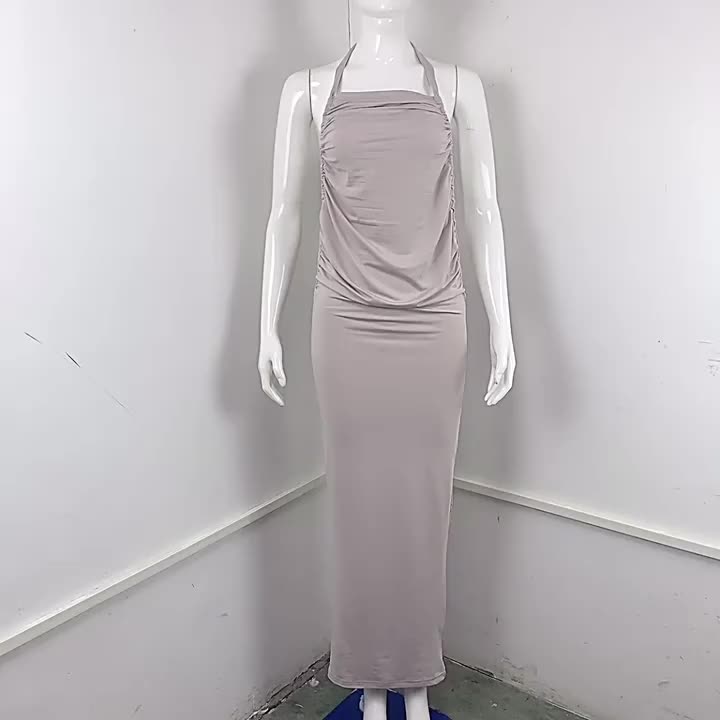 New Trendy Sexy Sleeveless Backless Solid Color Women Casual Halter