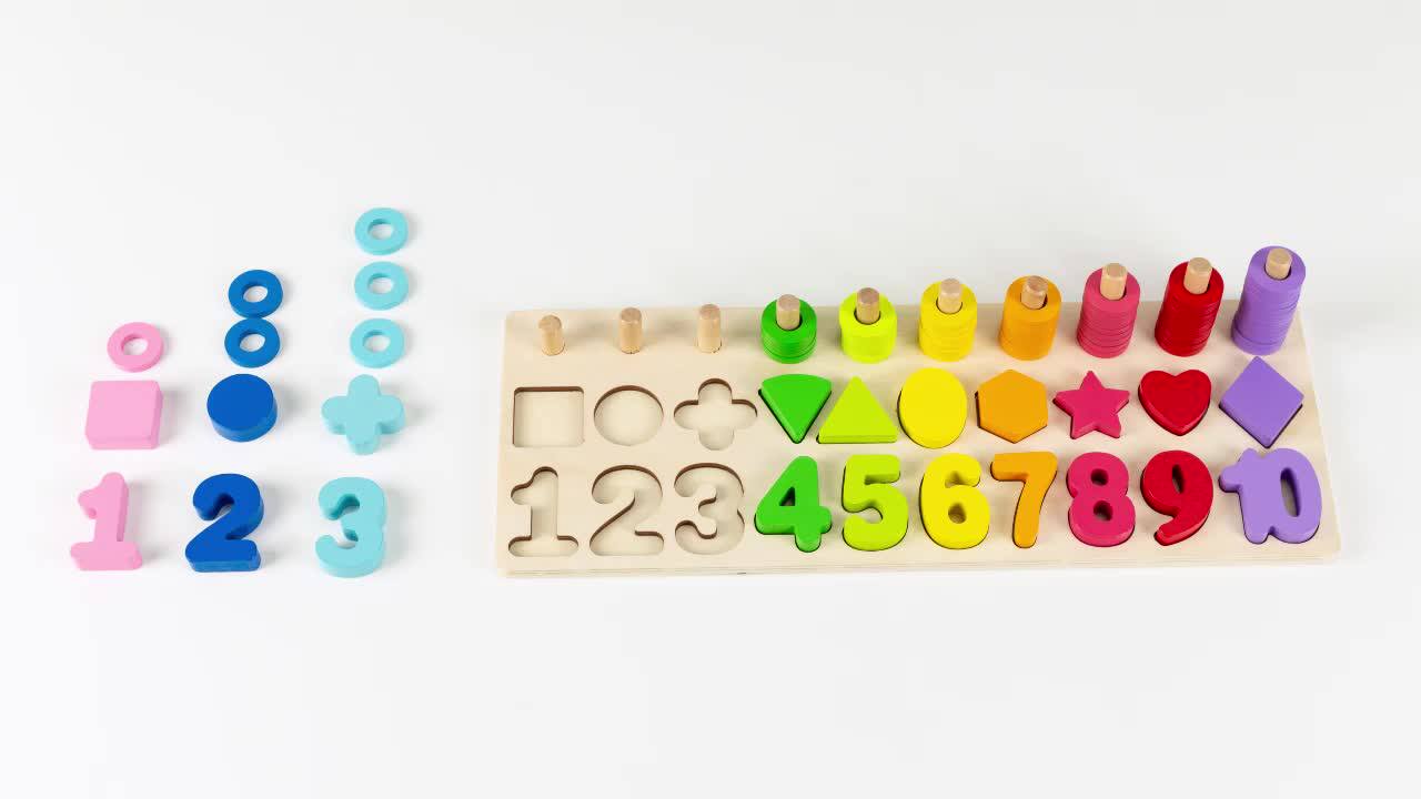3 In 1 Shape Number Recognition Wooden Activity Matching Board ...