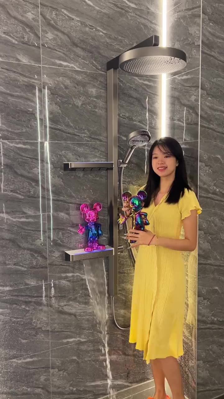 4-functional Exposed Shower Fixtures Led Digital Display Thermostatic ...