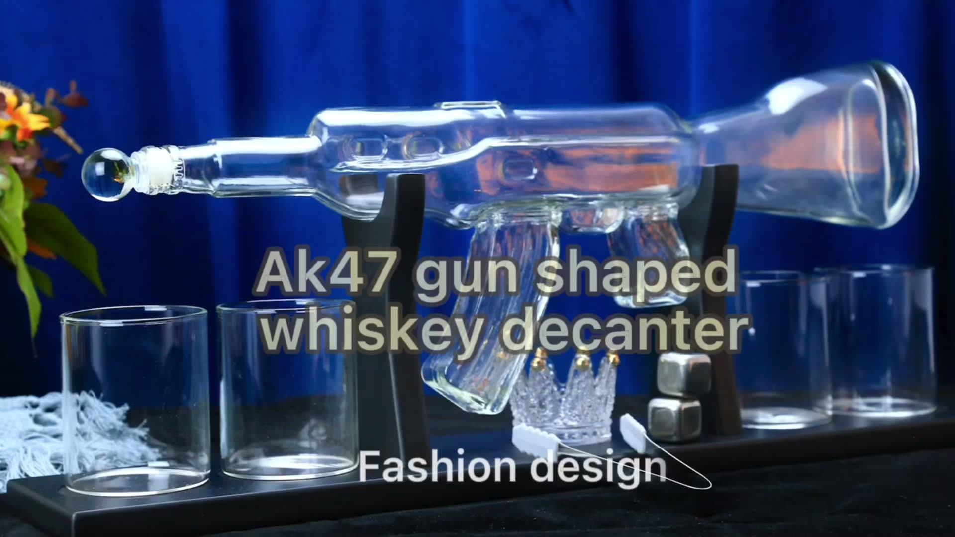 Handmade Glass Bottle Decanter Ak 47 Gun Shape Bottle Glass Whiskey ...