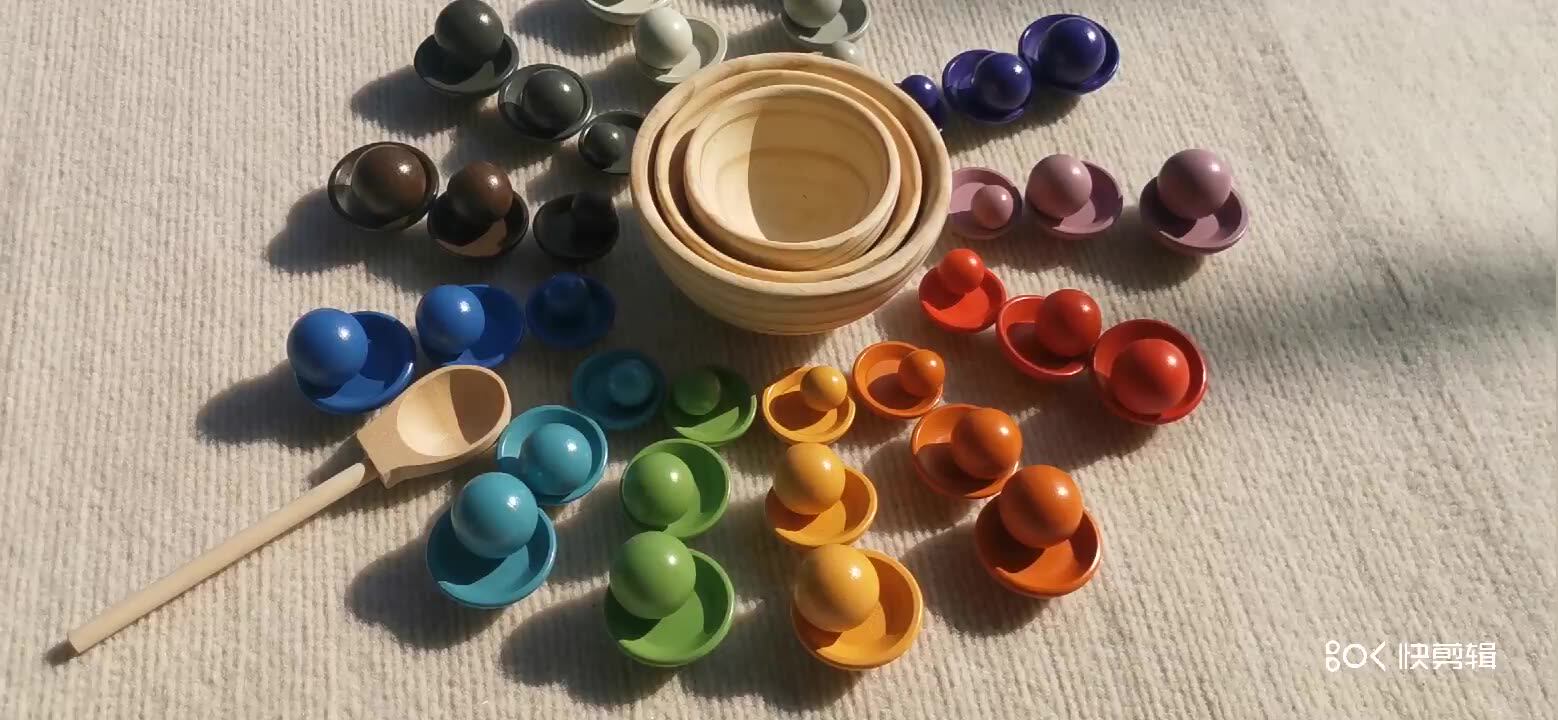 Sensory Rainbow Cups Small Plates Early Learning For Kids Wooden Toys ...