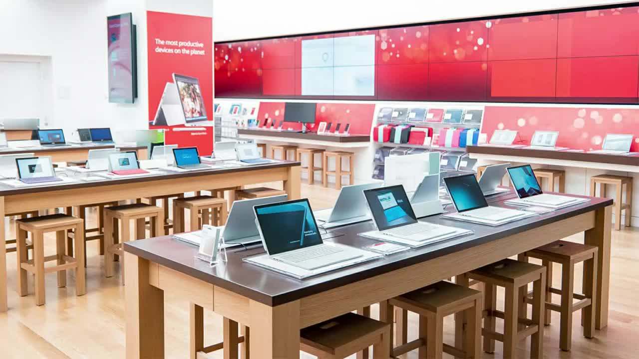 Custom Design Computer Flagship Laptop Retail Display Table Store ...