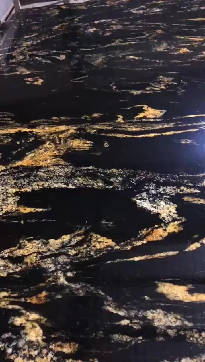 Goldtop Brazilian Exotic Granito Natural Gold Veins Taurus Black Golden Cosmos Gold Granite Slab ...
