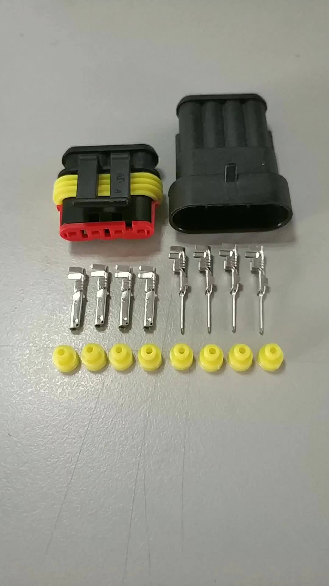 282088-1 Amp 4 Pin Automotive Electrical Connector With Crimp Terminal ...