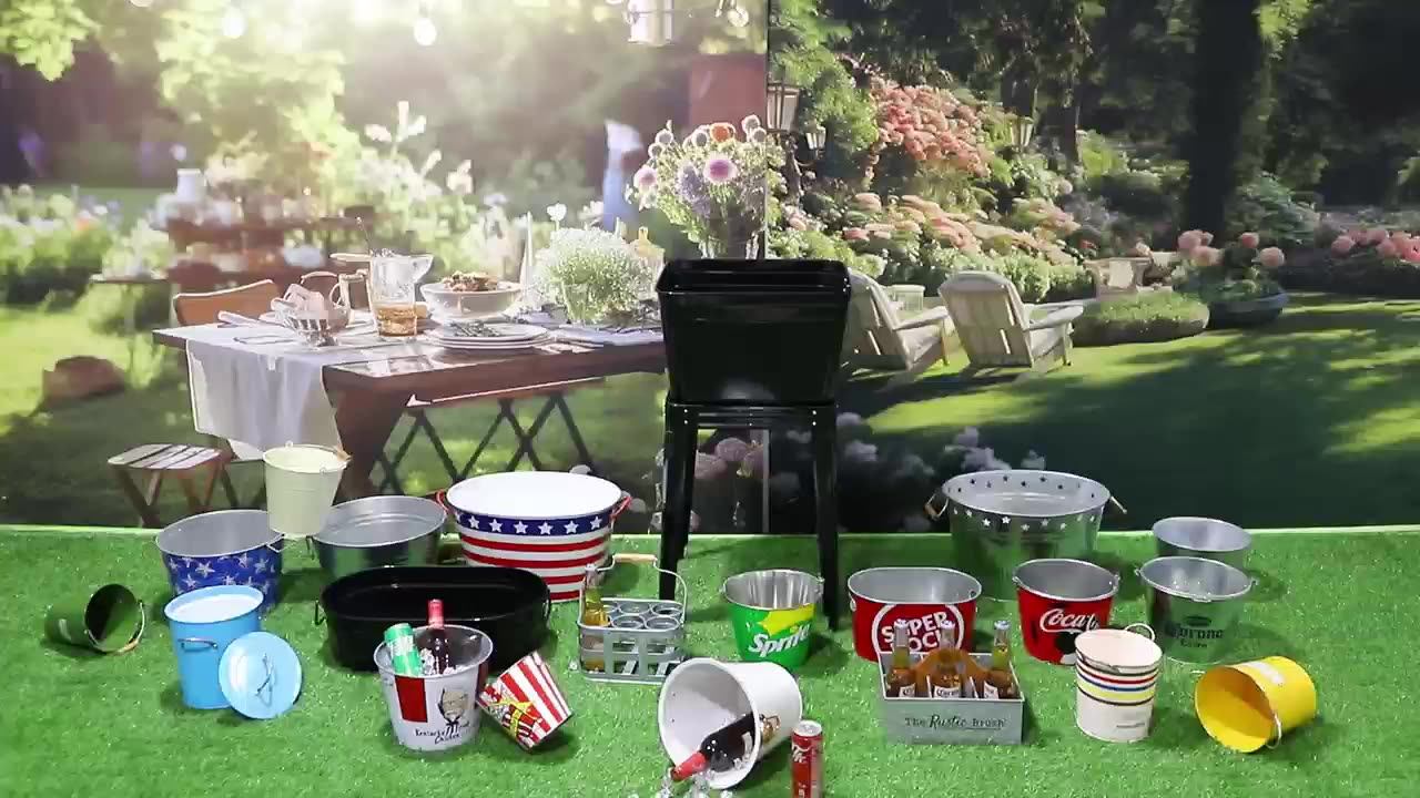 Metal Galvanized Ice Tub Container Eco-friendly Tableware Partypail ...