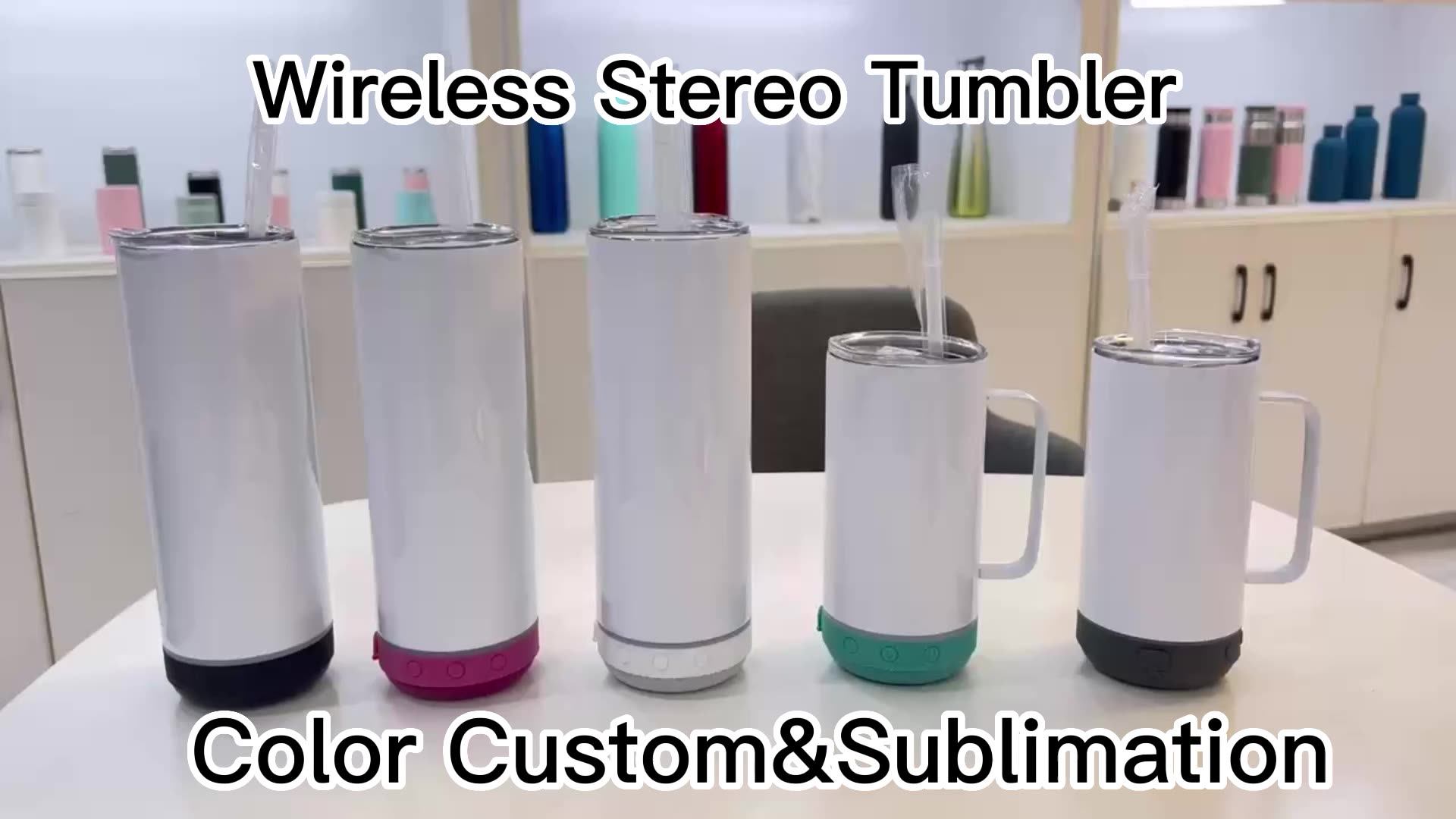 Custom Smart Stereo Coffee Thermos Cup Stainless Steel Wireless Sound ...