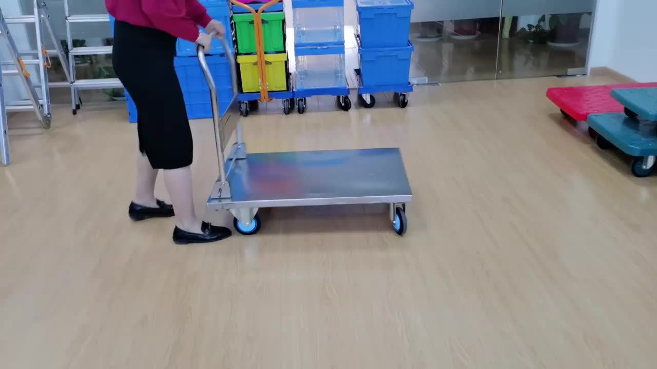 Uni-silent 400kgs Heavy Duty Stainless Steel Trolley Platform Push ...
