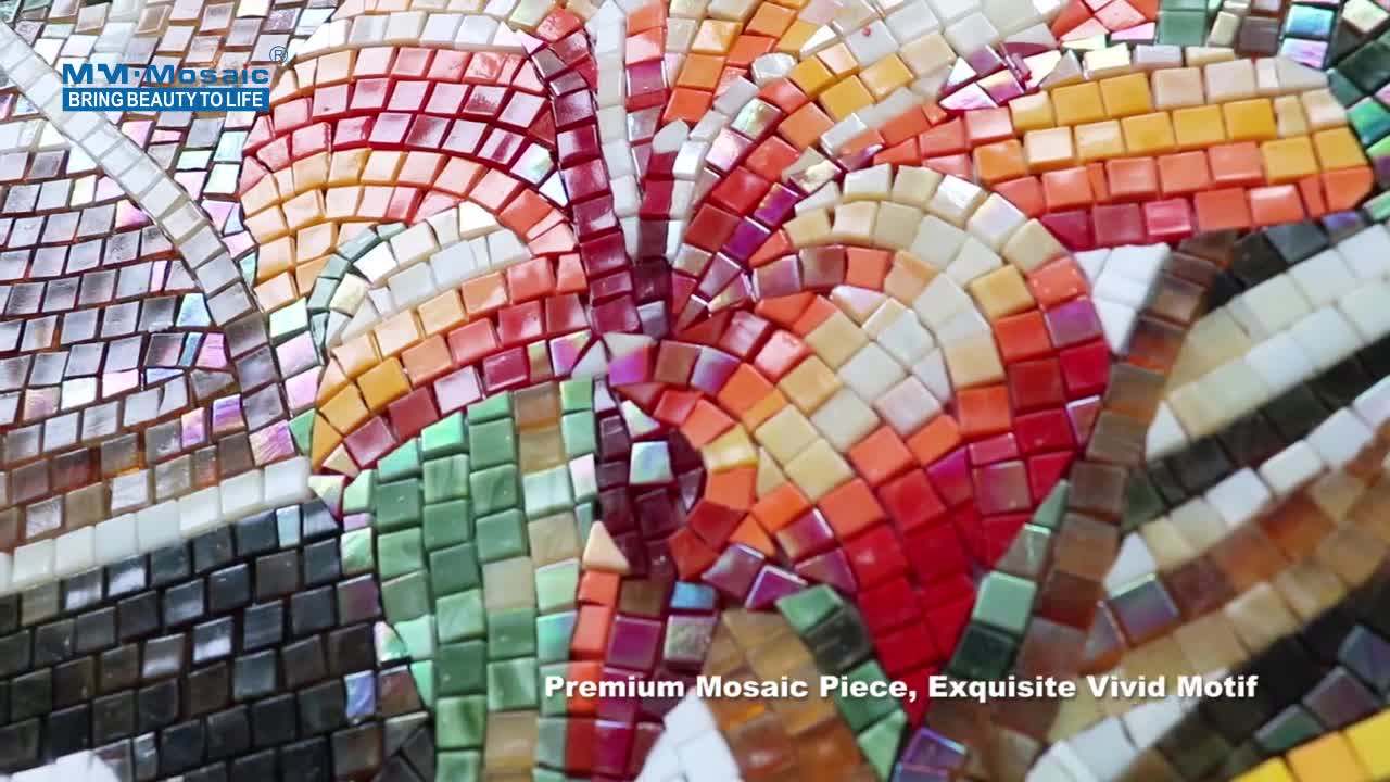 2019 Mural Wall Picture Handmade Art Glass Tile Tree Mosaic Pattern ...