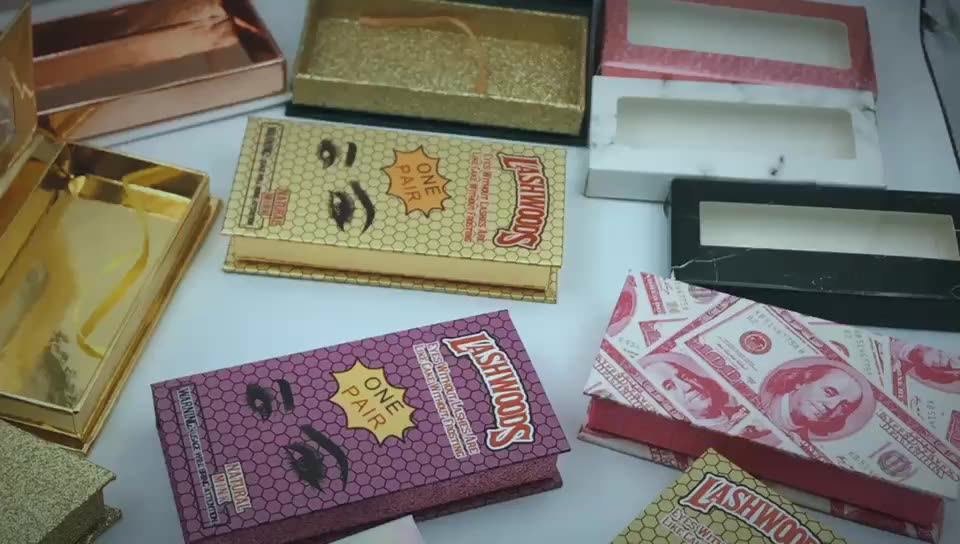 Customized Printed Eyelash Backwood Packaging Box Crisscross 25mm Mink ...