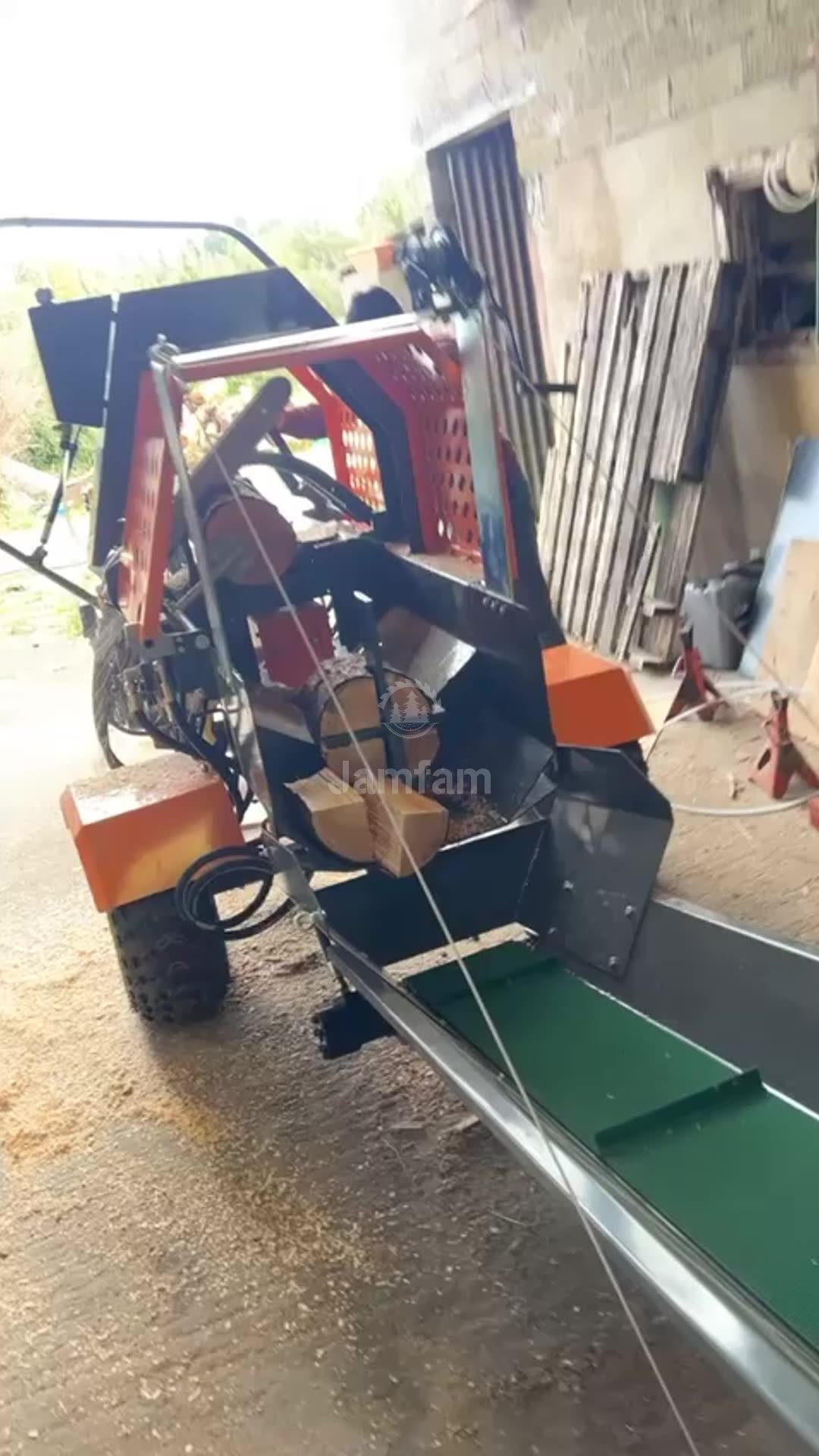 Fully Joystick Operating Conveyor Belt Wood Processor Fire Wood ...