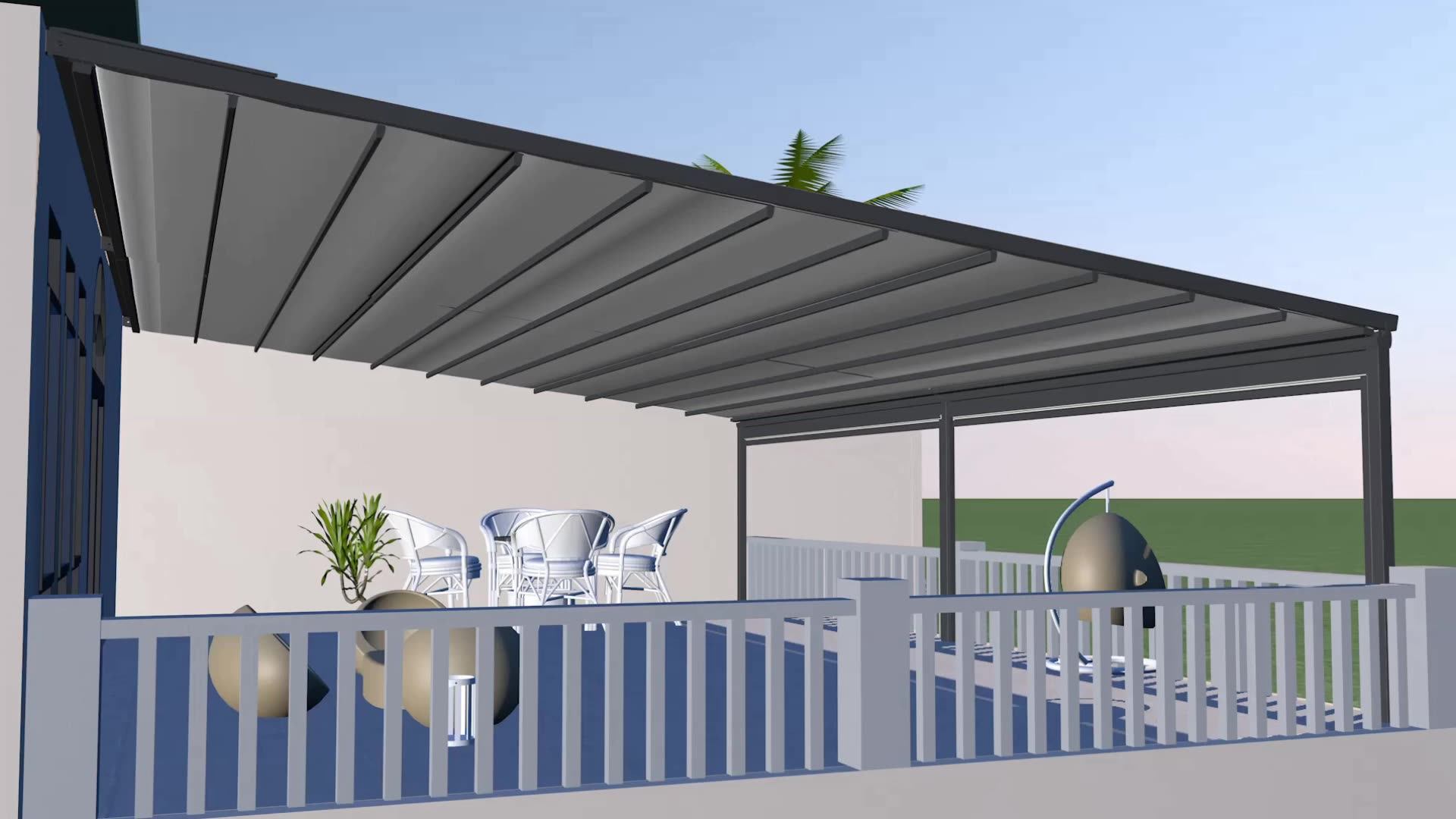 Motorized Canopy Automatic Retractable Roof Awning Waterproof Aluminum ...